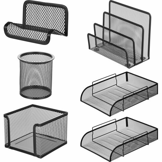 Набор настольный лотков Attache из металл-ая сетка 6 предметов черный