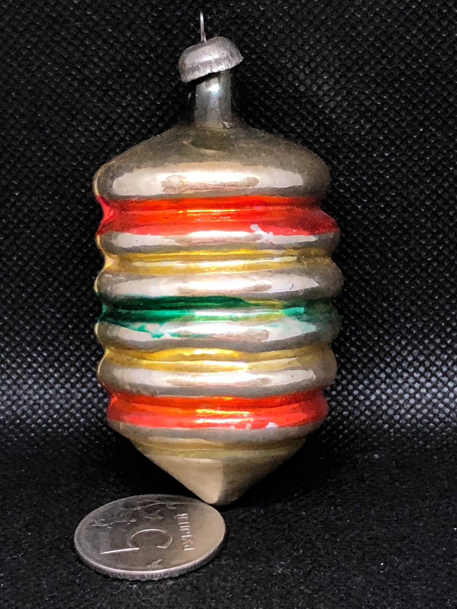 Елочная игрушка СССР фонарик фонарь стекло # 72