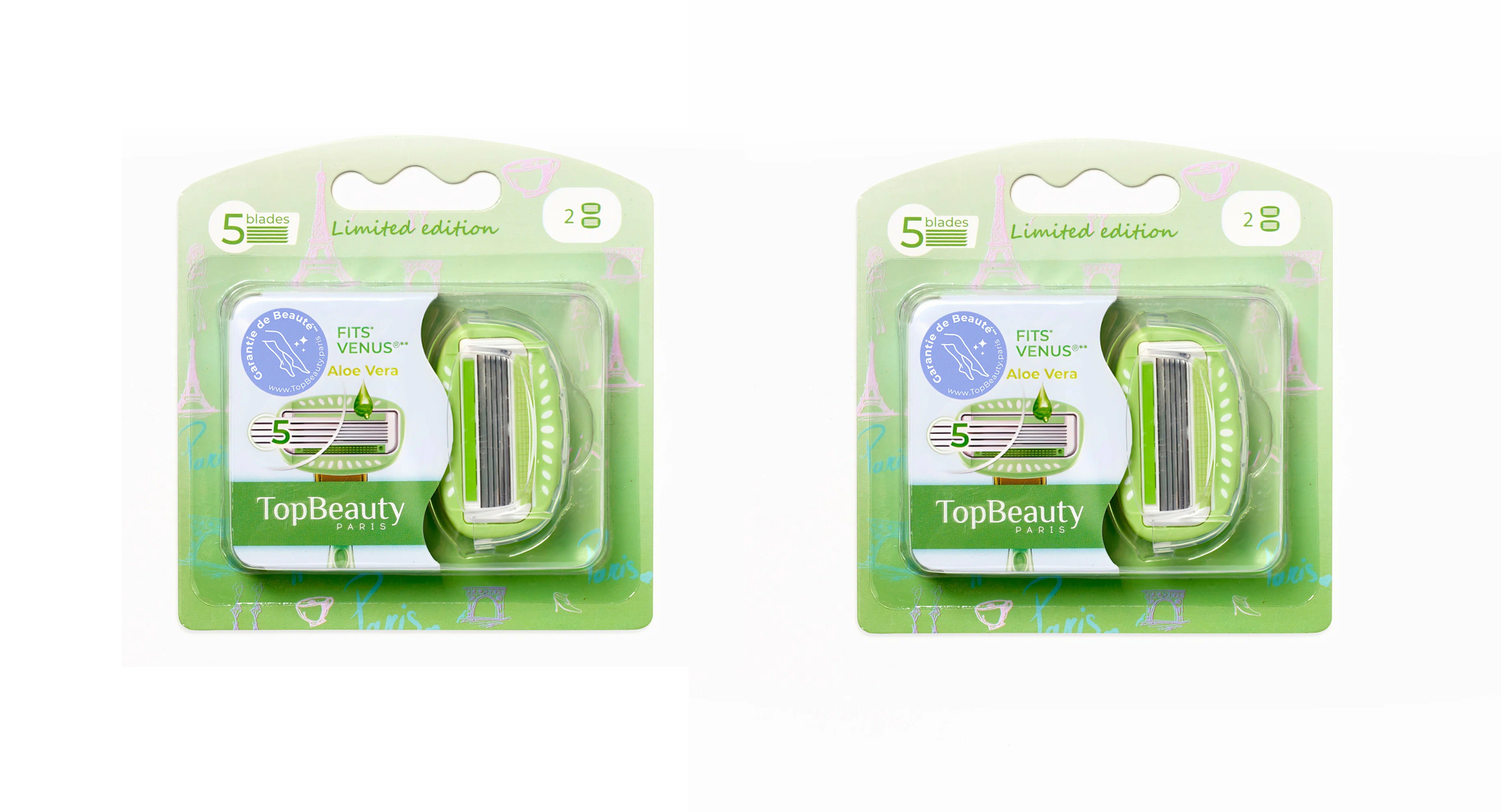 Cменные кассеты женские TopBeauty Paris, совместимы с Venus, 2шт, 2 уп