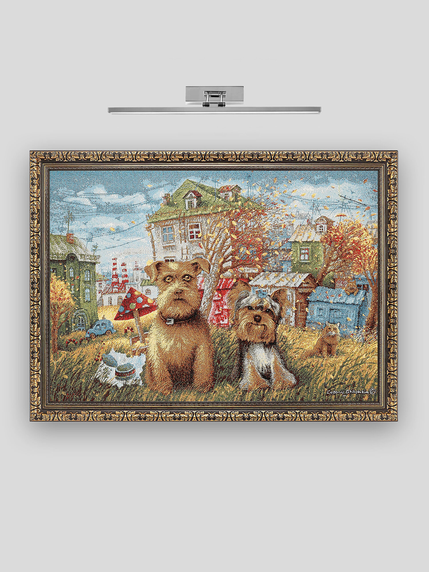 Картина на стену Магазин гобеленов "Друзья по двору" 55*75 гобеленовая, гобелен, интерьерная