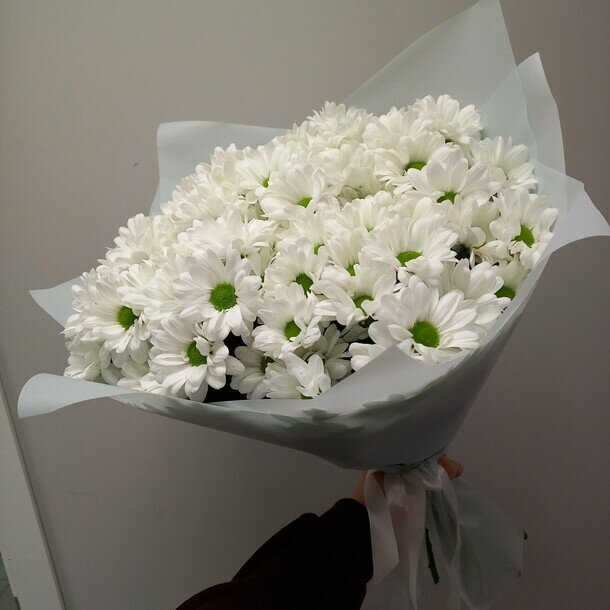 Букет Well Flowers, 15 хризантем, круглый, букет свежих цветов