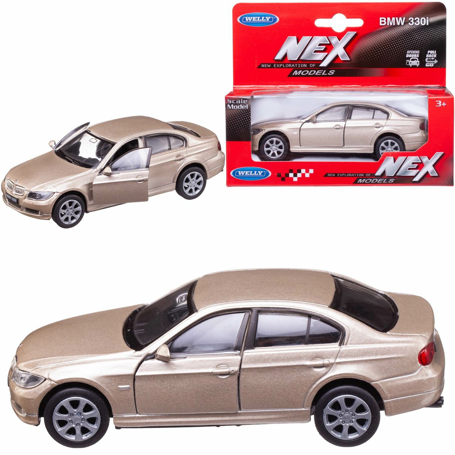 Машинка Welly 1:38 BMW 330i золотая 42364W/золотая
