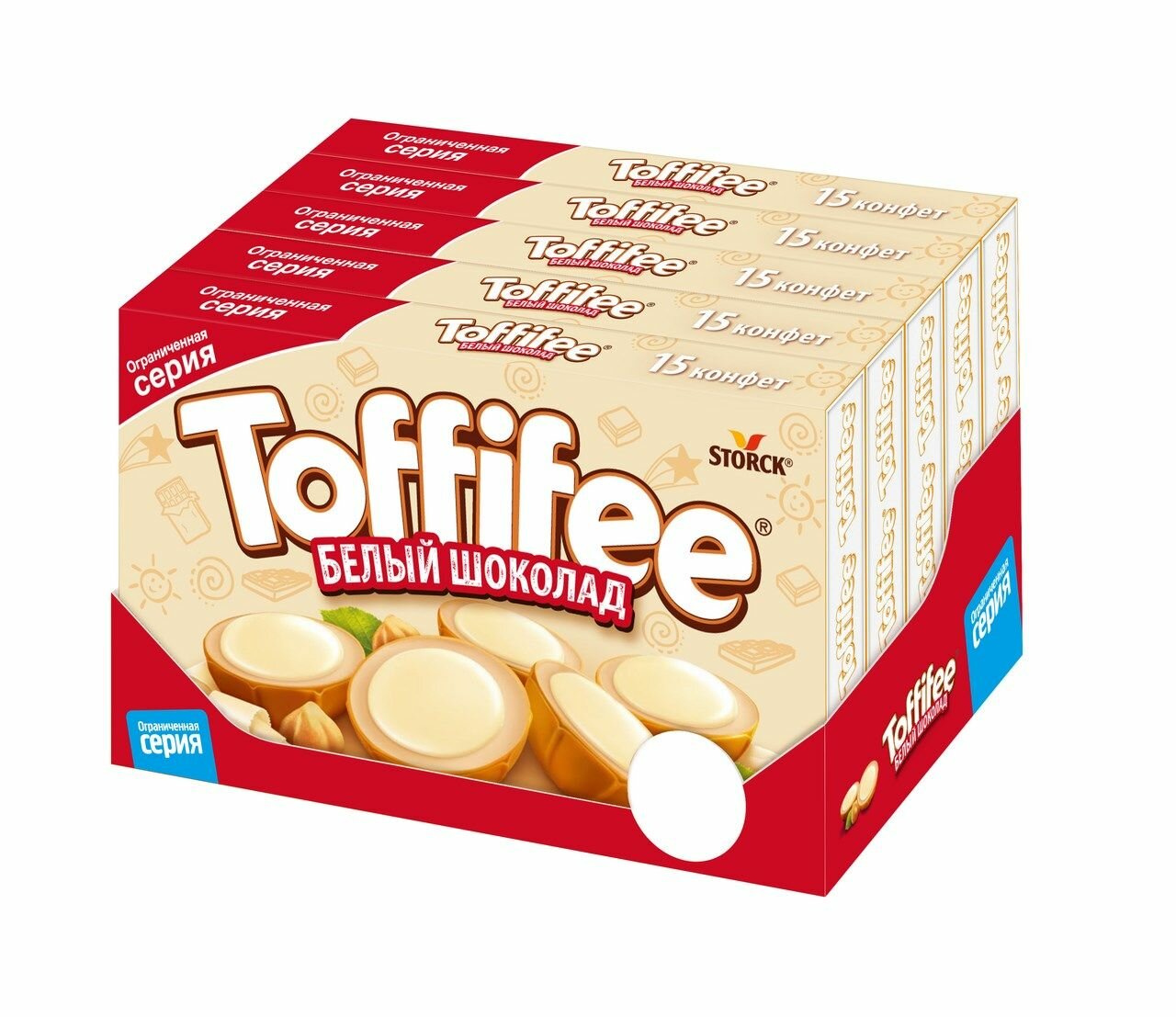 Конфеты Toffifee, с лесным орехом, в белом шоколаде, 125 гр, упаковка 5шт