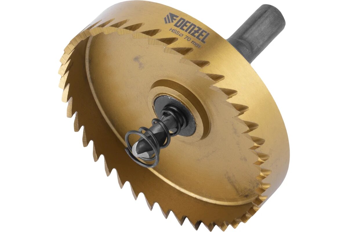 DENZEL 724123 Коронка HSS по металлу с нитрид-титановым покрытием 70 мм для сверления