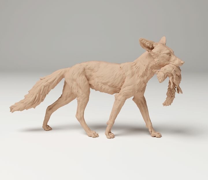 "Красный лис с белкой" - коллекционная фигурка под покраску 10 см.