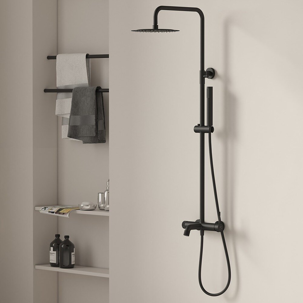 Душевая система из латуни с тропическим душем Vieir V403562-C черный