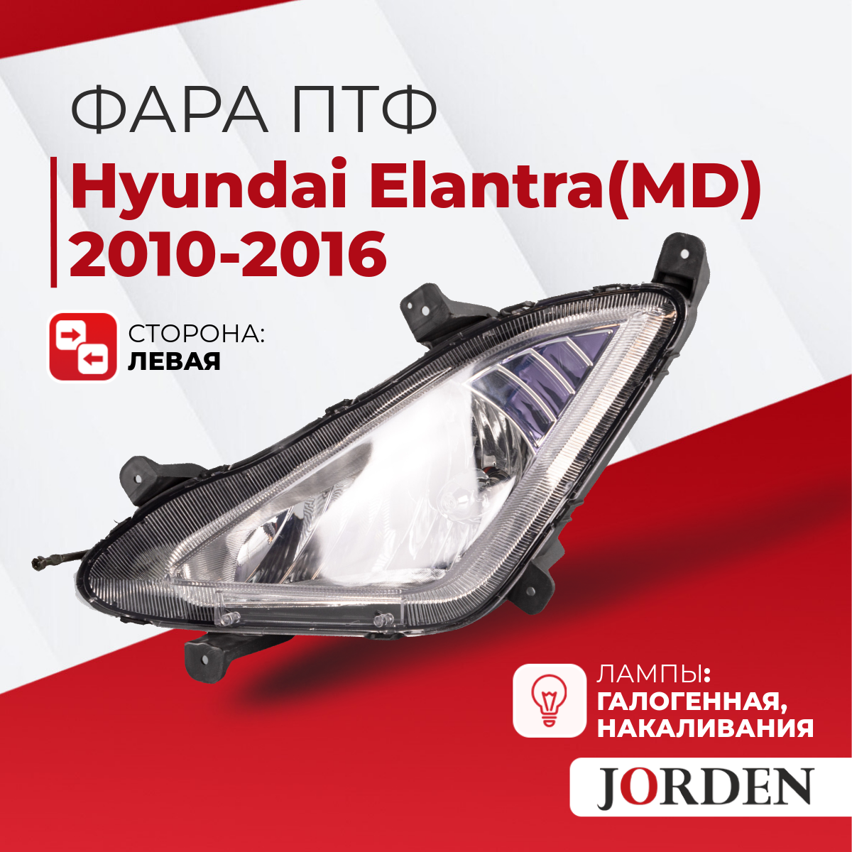 Фара противотуманная левая Hyundai Elantra 5 MD 2013-2016 ПТФ, туманки авто Хендай Элантра 5 МД галогенная передняя