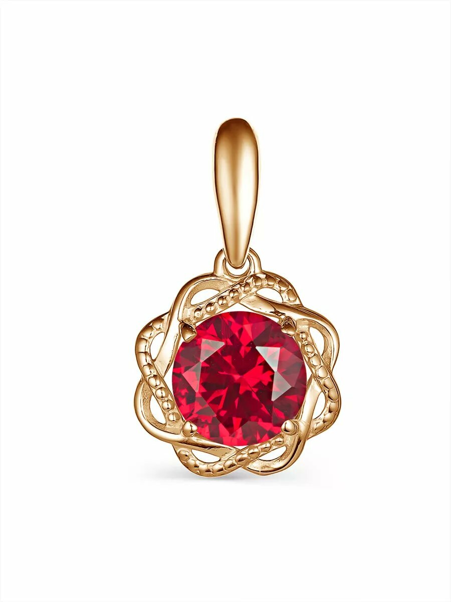 Подвеска, красное золото, 585 проба, бриллиант, рубин