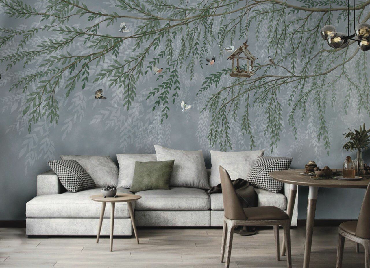 Обои бесшовные "Маленькая жизнь" серый (ширина 2550мм х длина 2500мм)