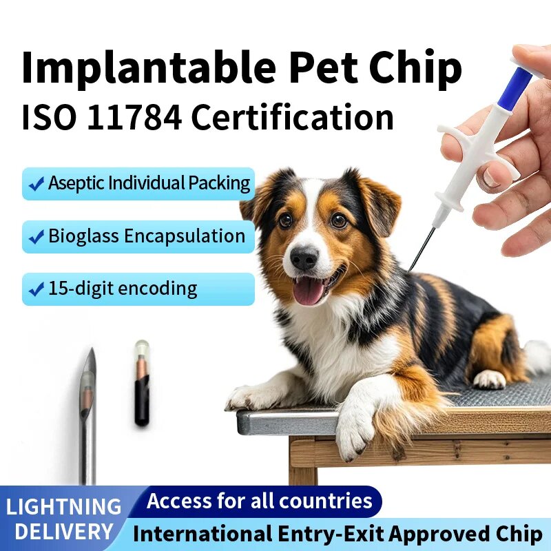 READELL 50 шт. ISO11784 микрочип для домашних животных шприц Rfid чип имплантат ветеринарный инжектор идентификатор животного собака бирка мини-размер 1,25*7 мм