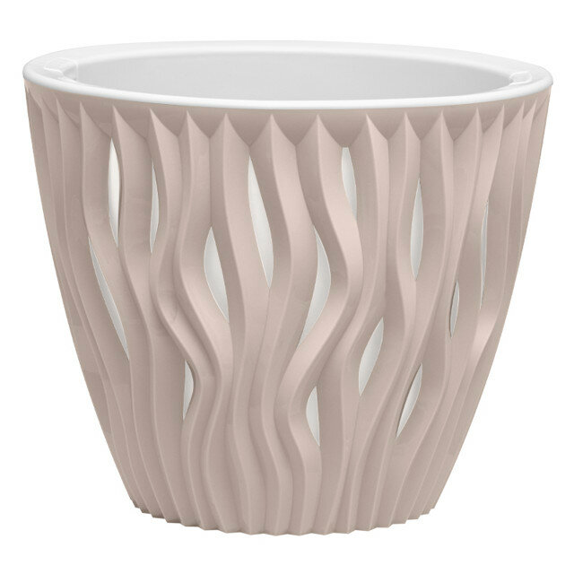 Кашпо Вдохновение 7,5 л, диаметр 25 см, высота 23,5 см, пудровый пластик интерьерный