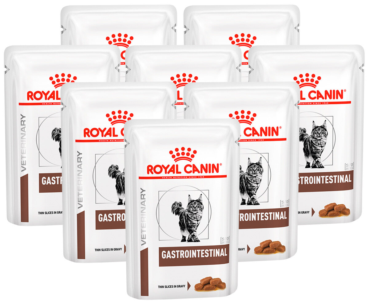 Корм влажный Royal Canin Gastrointestinal для взрослых кошек при заболевании желудочно-кишечного тракта, 85 г х 8 шт