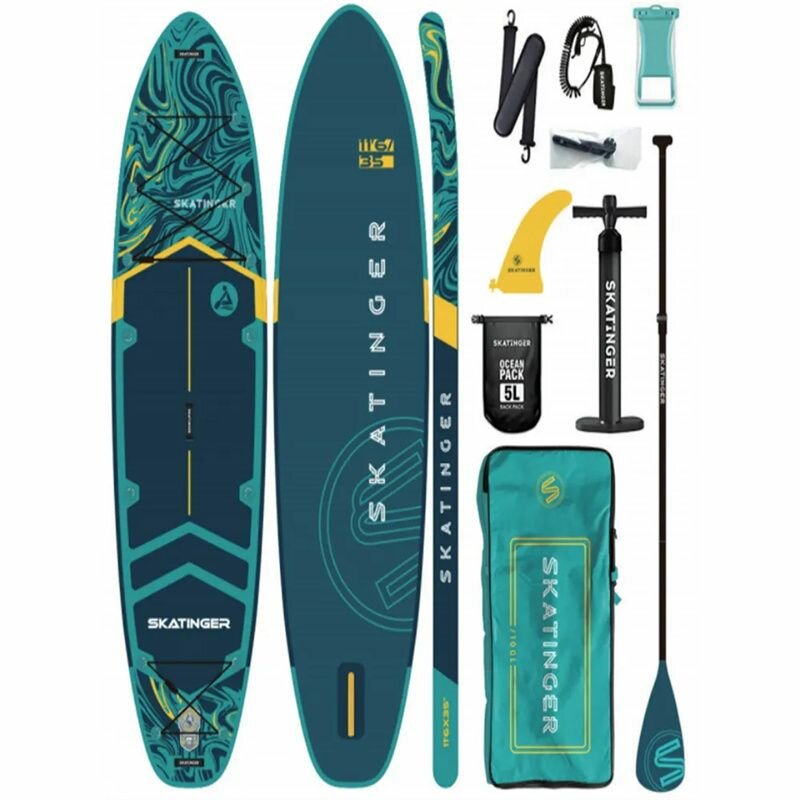 Надувной сапборд SKATINGER Magma Green 11'6" 351-89-15cm, Sup борд двухслойный