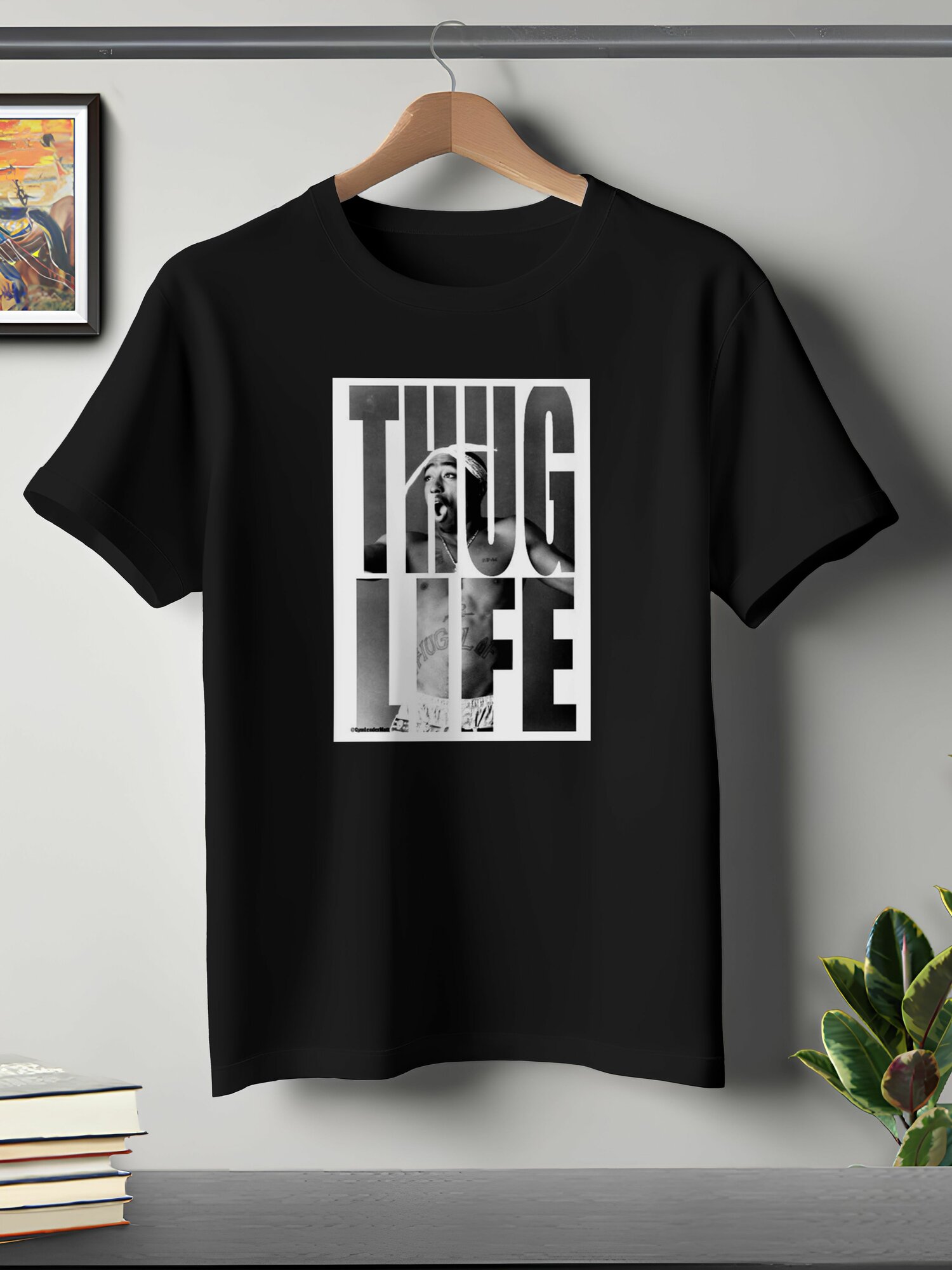 Футболка ONEQ унисекс 46-48 (M) размер с принтом Tupac, черная