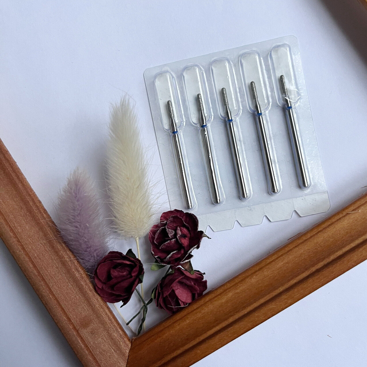 Набор фрез КМИЗ Цилиндр, алмазные, для маникюра и педикюра, 1.8 мм, синие, 5 штук