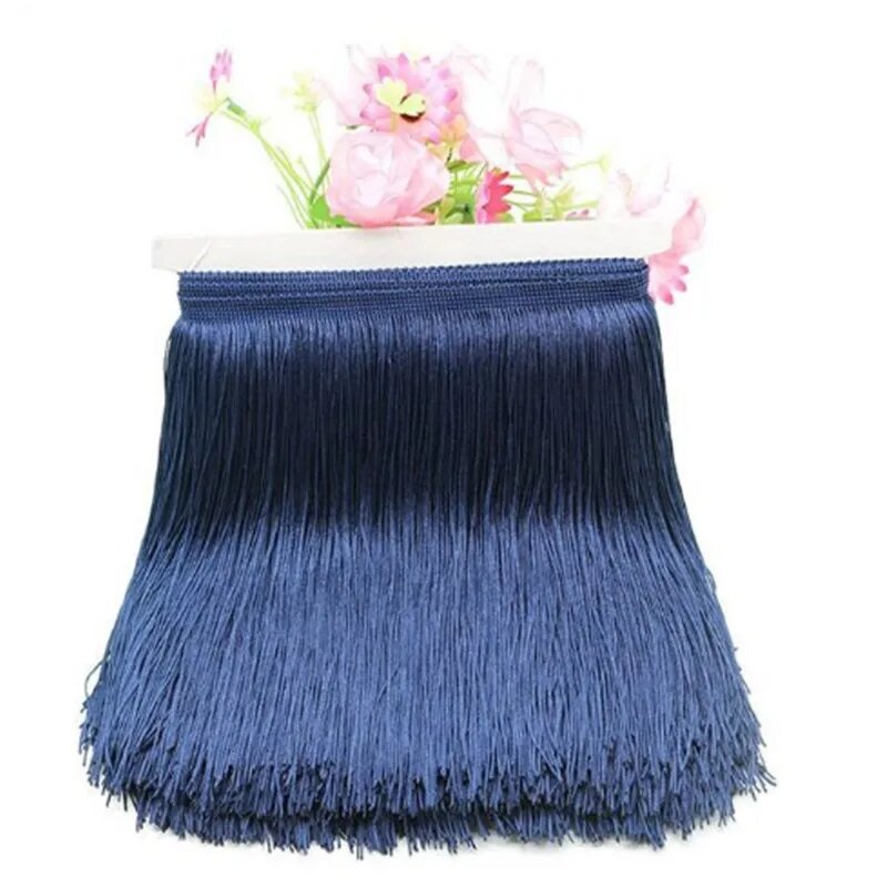 Кружевная бахрома из полиэстера 30 см SAD01 Темно-синий, 30cm, metre