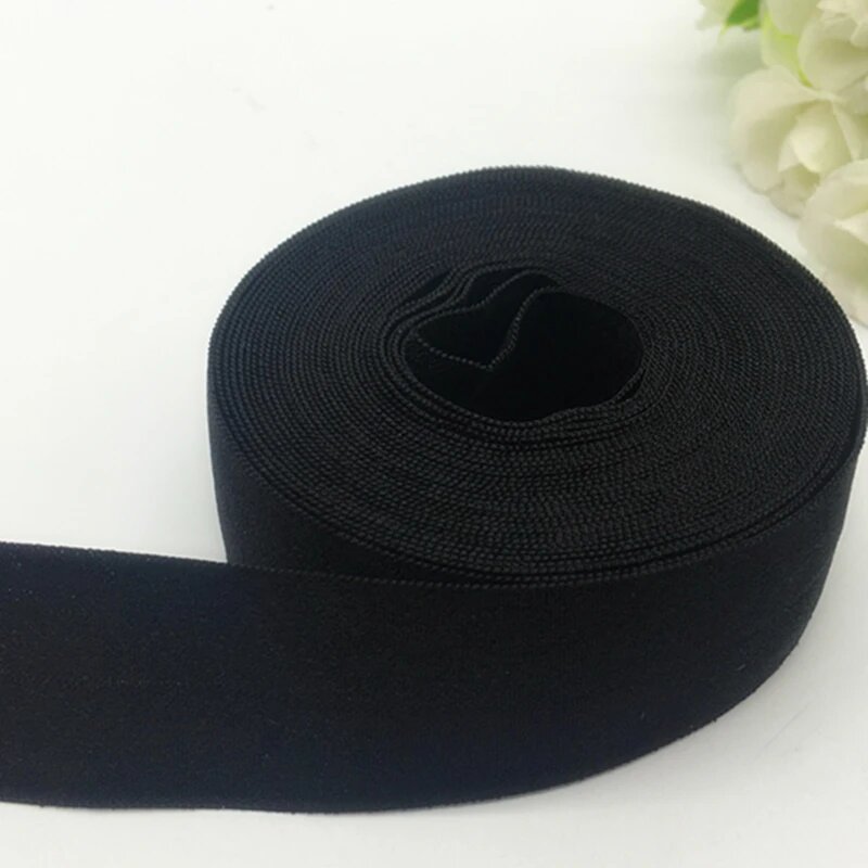 Эластичная лента из спандекса RYFDBMauve 25 мм 5 ярдов Черный, Black, 5yards