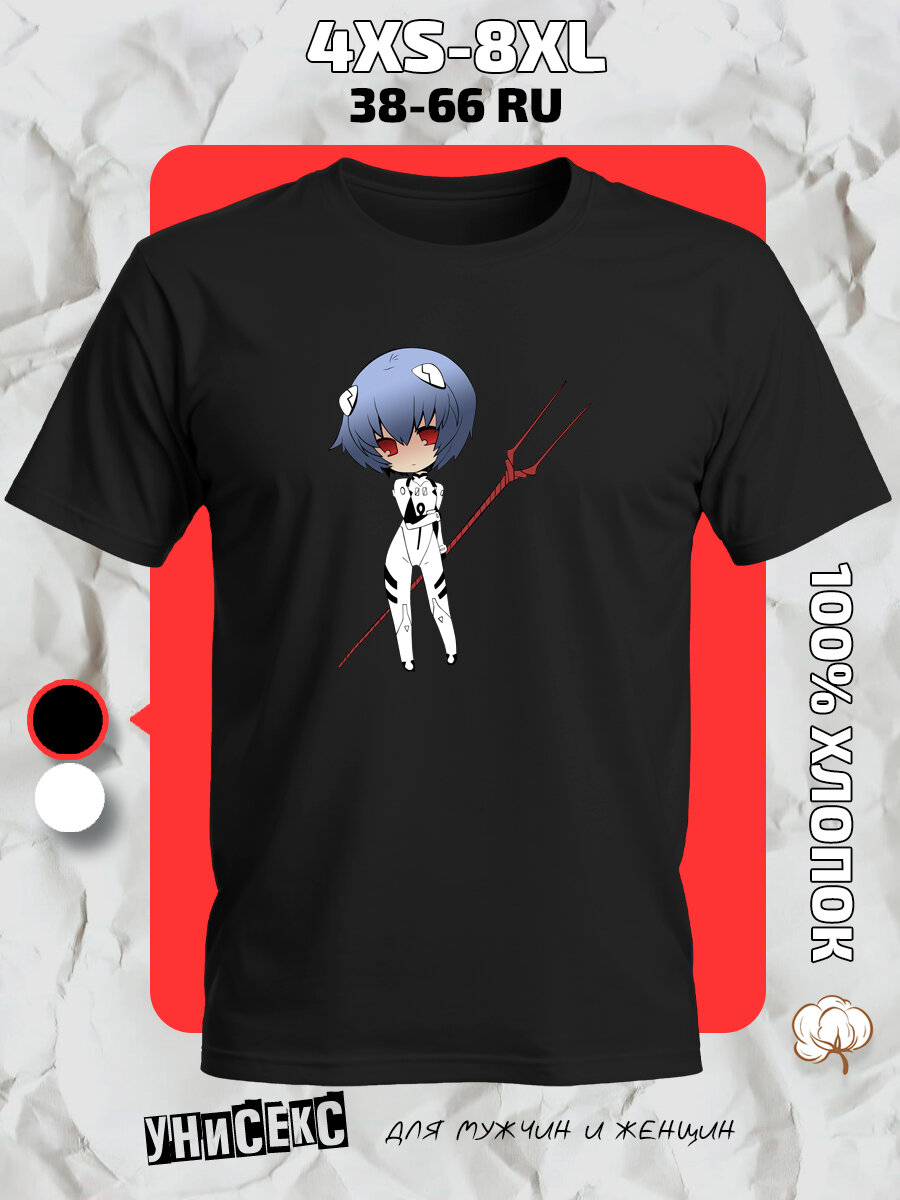 Футболка с принтом Eвангелионом Аянами Рей