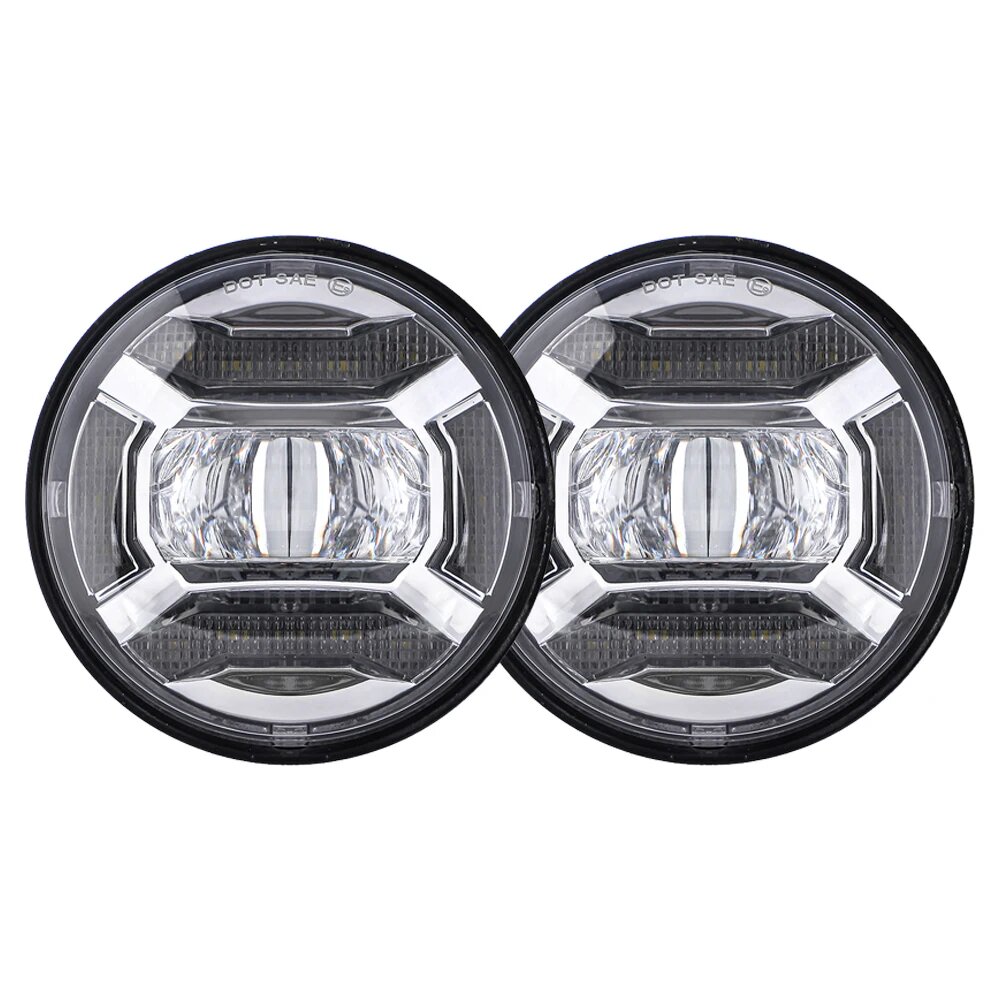Новейшие 4,5 дюймовые круглые светодиодные противотуманные фары для Harley Davidson дополнительный прожектор Moto светильник фары для мотоцикла противотумансветильник фары с DRL 001 chrome