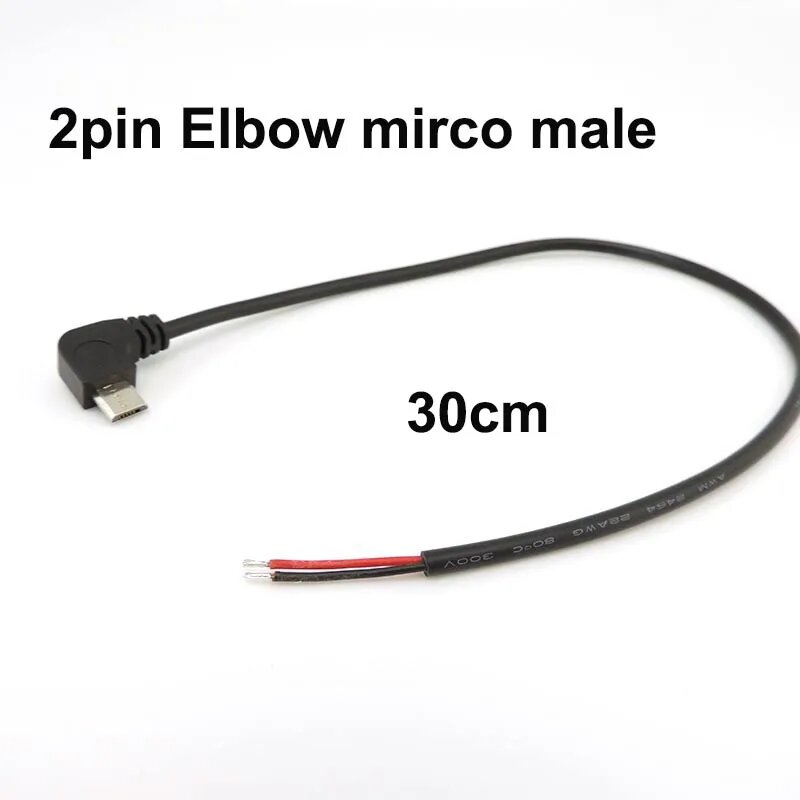 Кабель Micro USB 2pin 30см, Elbow, 1шт