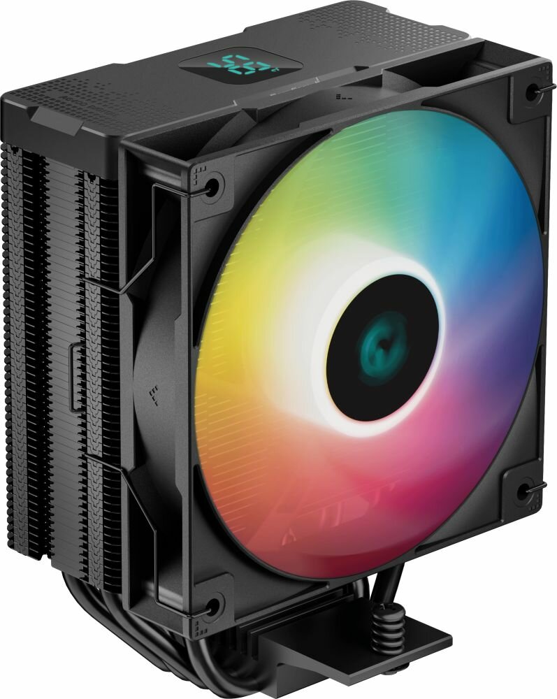 Кулер DEEPCOOL AG400 DIGITAL BK ARGB LGA1700/1200/115X/AM5/AM4 (9шт/кор, TDP 220W, PWM, ARGB Fan 120mm, 4 тепл. трубки, черный) RET