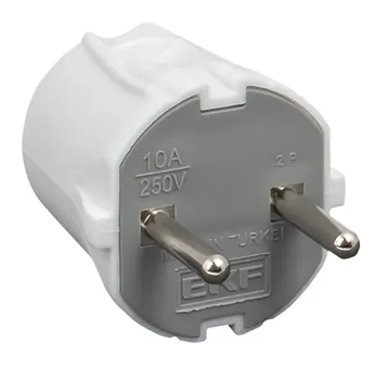 Вилка электрическая EKF / ЕКФ Proxima без заземления прямая из АБС-пластика белая, 10А 250В / электрика