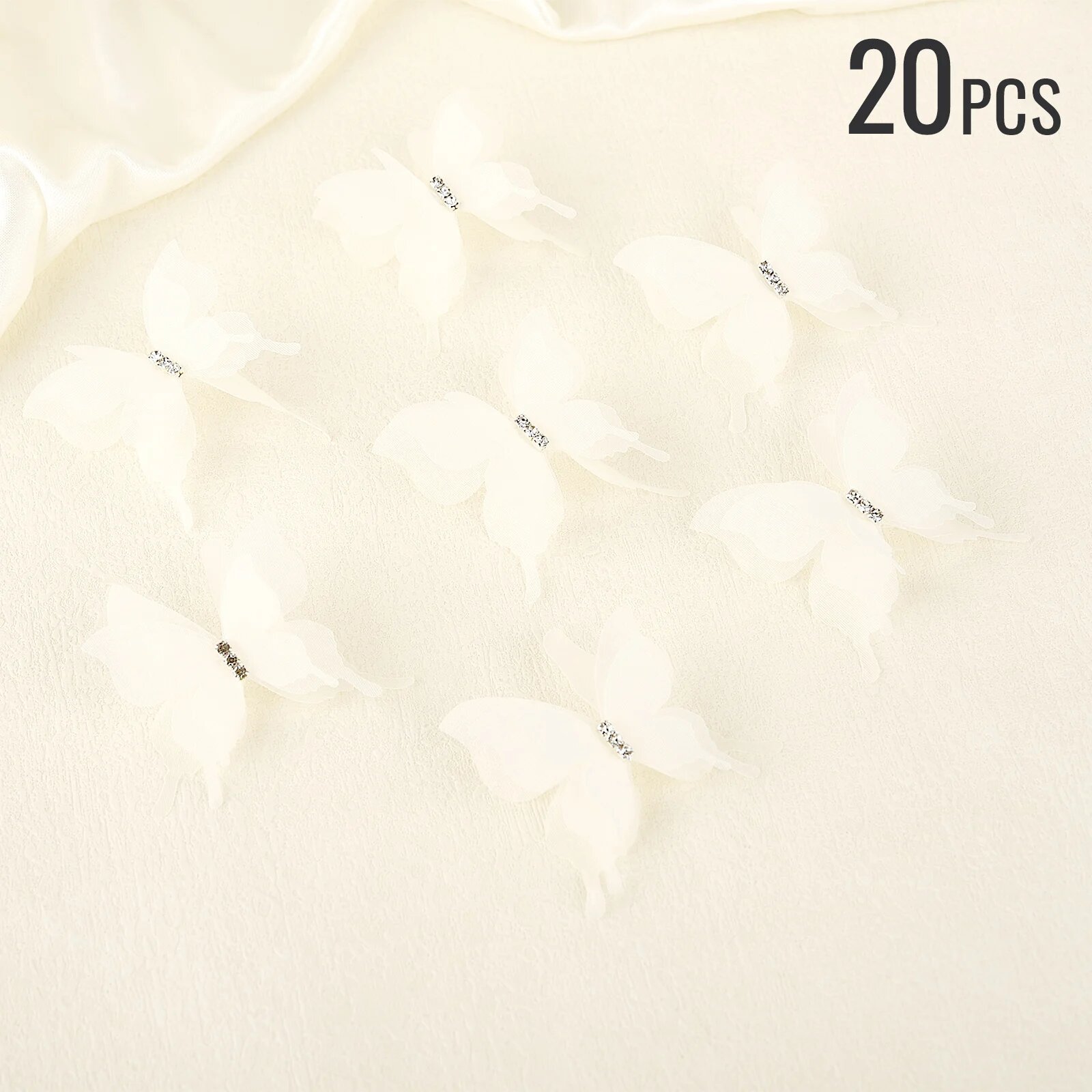 Двухслойные кружевные аппликации бабочки Белый, 05