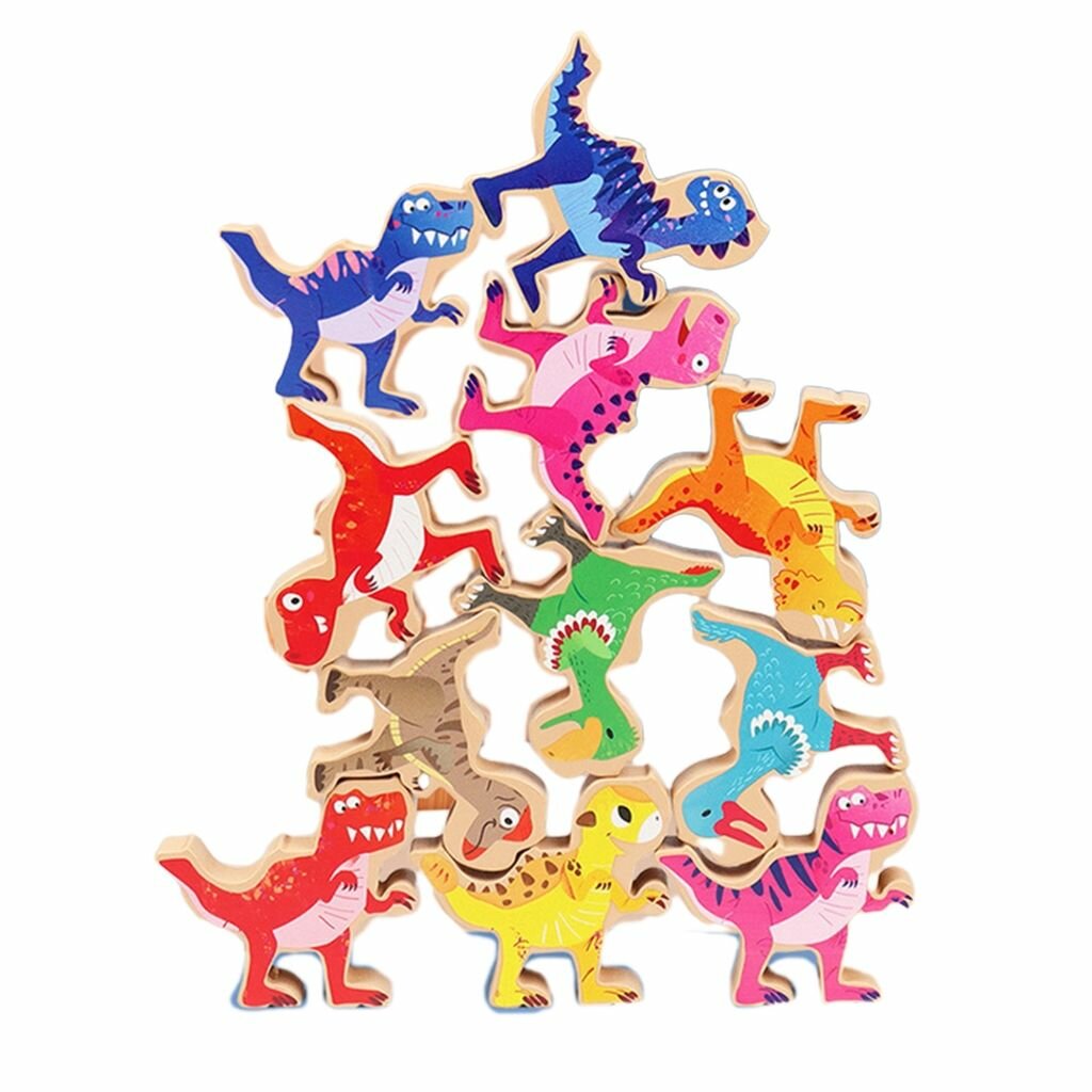 Настольная игра, Деревянные балансировочные строительные блоки для детей - силач динозавр, 1 комплект