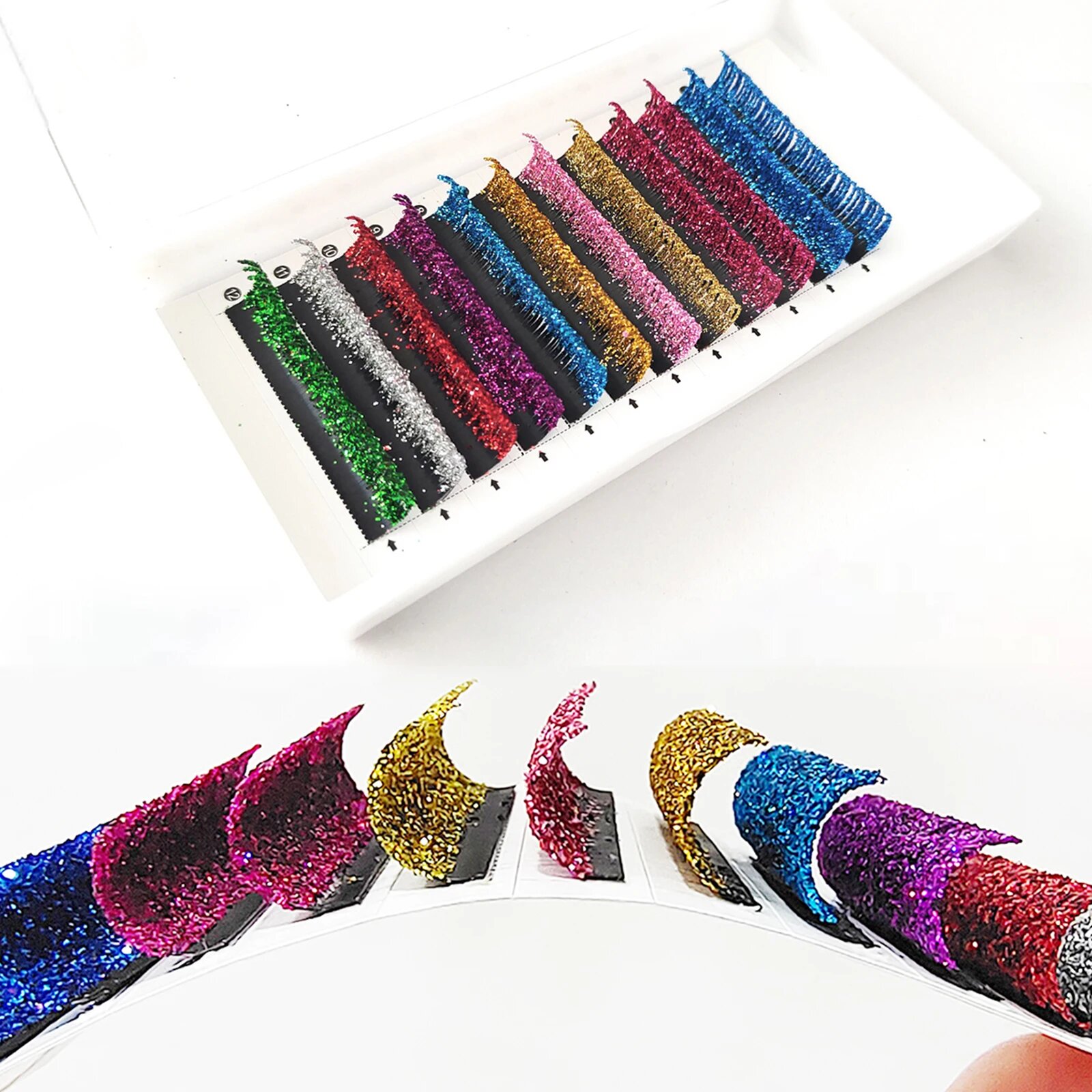 Блестящие ресницы, летние красочные блестящие ресницы, свадебная концертная вечеринка, ресницы 10-15 мм, серебристые, синие, зеленые, фиолетовые, розовые ресницы