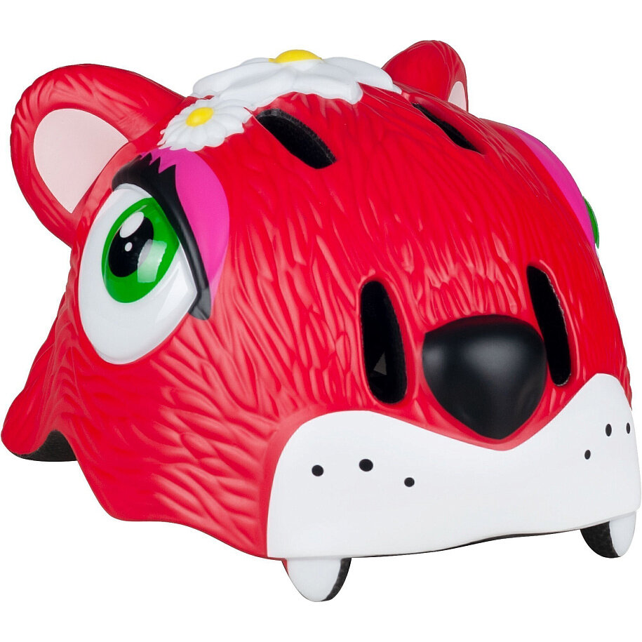 Защитный детский шлем для велосипеда/для роликов Funny Animals Леопард красный, размер 49-55 cм