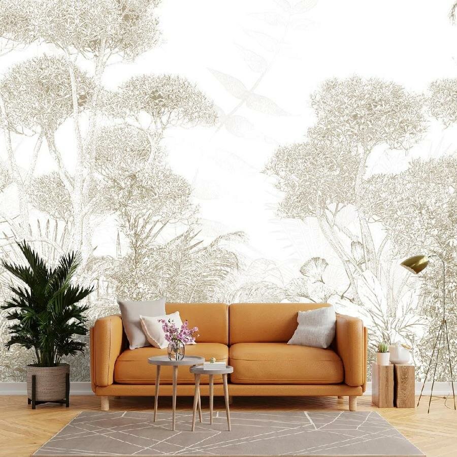 Фотообои Гравюра лес на светлом фоне 9-2133-XL-Флекс 270 x 500 см (ВхШ) Бесшовные, флизелиновые, влагостойкие обои