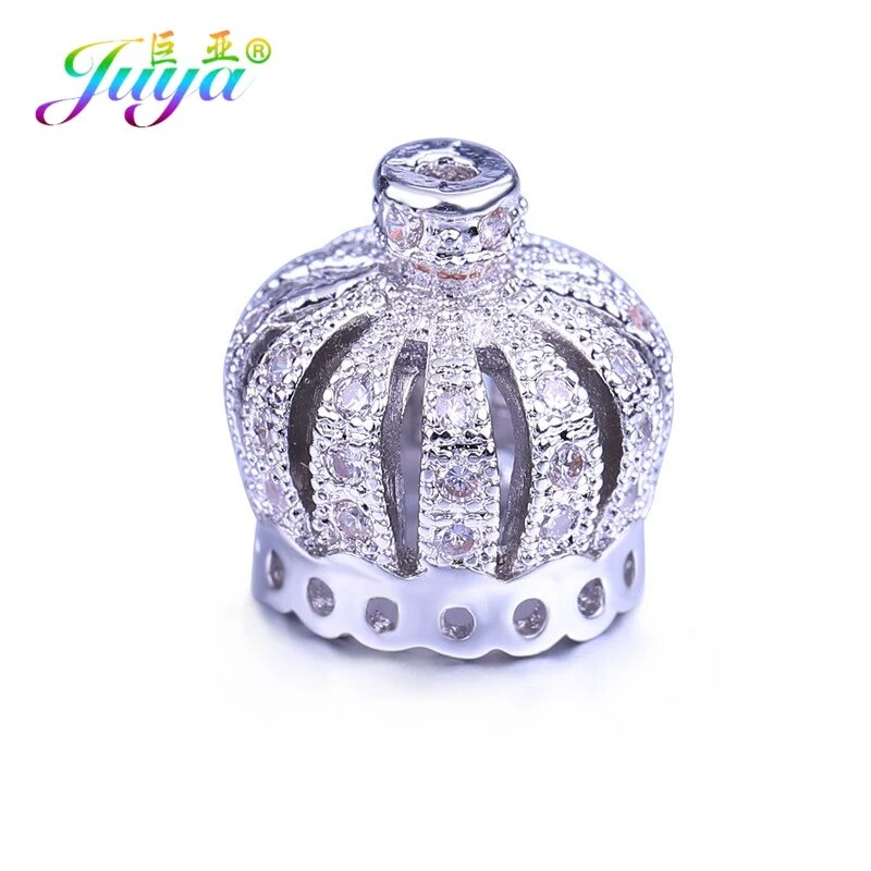 Juya фурнитура для ювелирных изделий короны бусины 4 Pieces Wholesale, White Gold