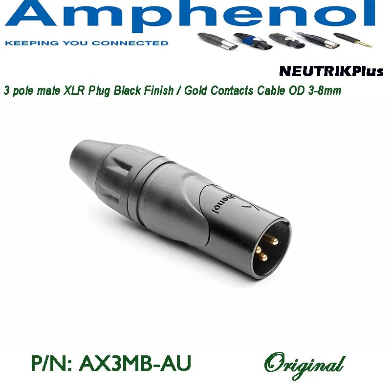 XLR папа NeutrikPlus AX3MB-AU, черный, 5шт