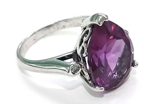 Перстень, серебро, 925 проба, родирование, александрит, фианит