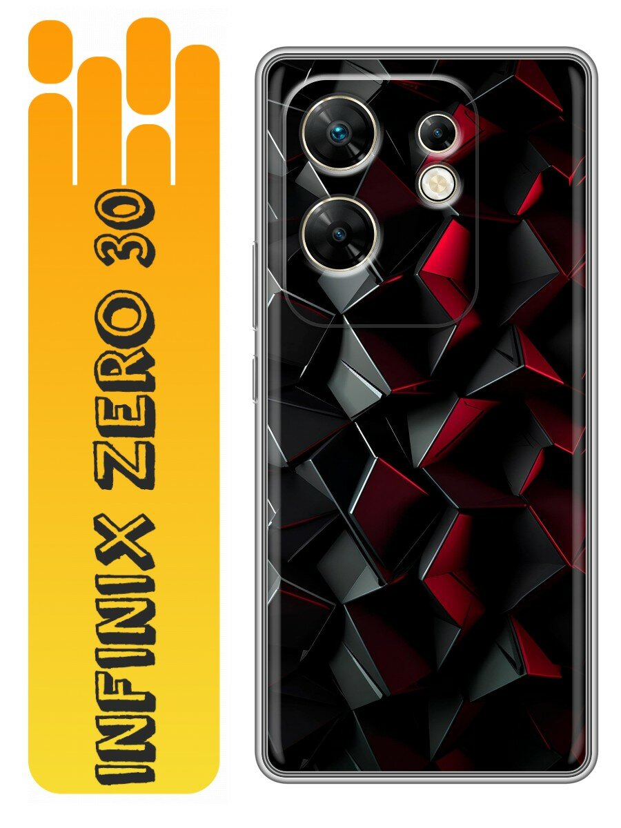 Чехол для Infinix Zero 30 4G с принтом Черный принт (Инфиникс Зеро 30 4G)