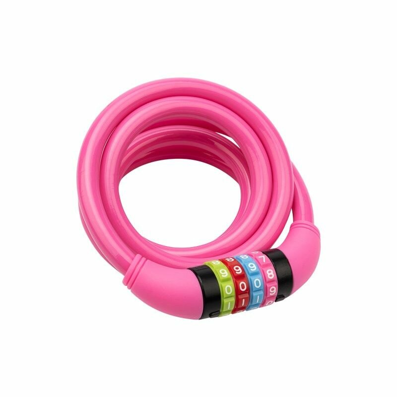 Замок тросовый кодовый взломостойкий для велосипедов и колясок 150см розовый четыре сезона