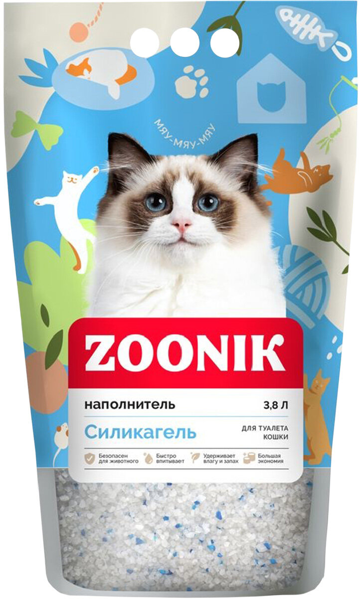 ZOONIK силикагель наполнитель силикагелевый для туалета кошек Китай 3,8 л