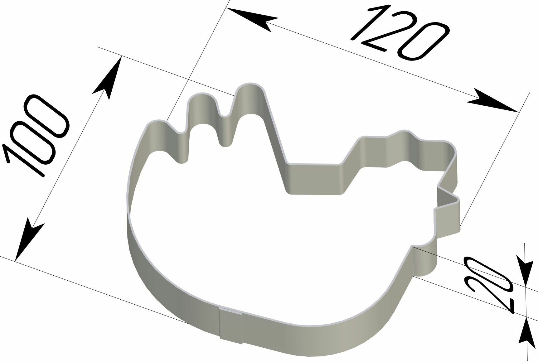 Вырубка для печенья "Фигурка. Курица", нержавеющая сталь, размер 120*100*20мм, толщина стали 0,8мм