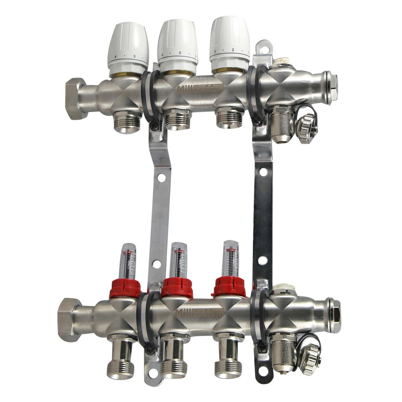 Коллекторная группа 1" х 3/4 с расходомером - 3 контура Millennium KGTP1103