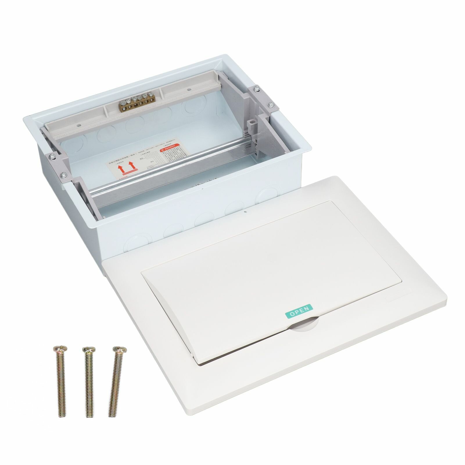 12-канальный распределительный шкаф с DIN-рейкой. Защитный выключатель скрытого монтажа.