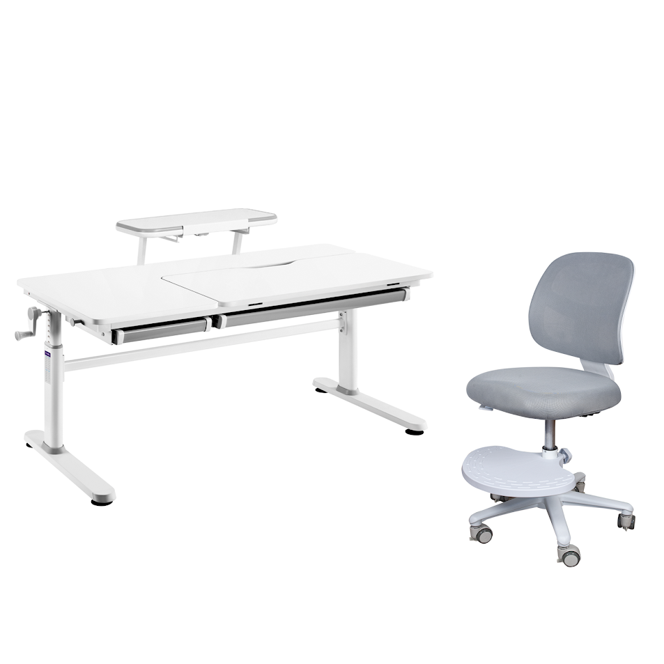 Комплект парта Iris Grey + полка SS16 Grey + кресло Marte Grey