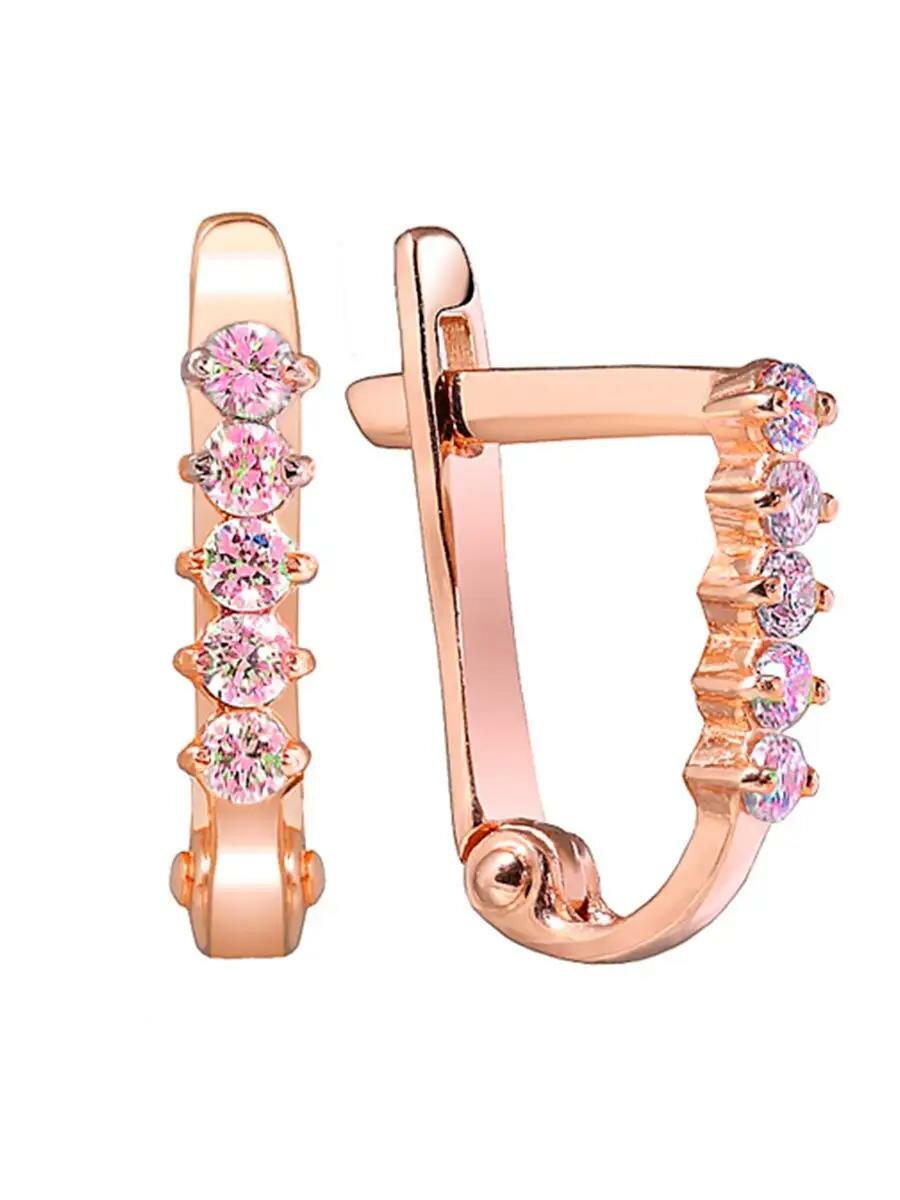 Серьги, красное золото, 585 проба, фианит