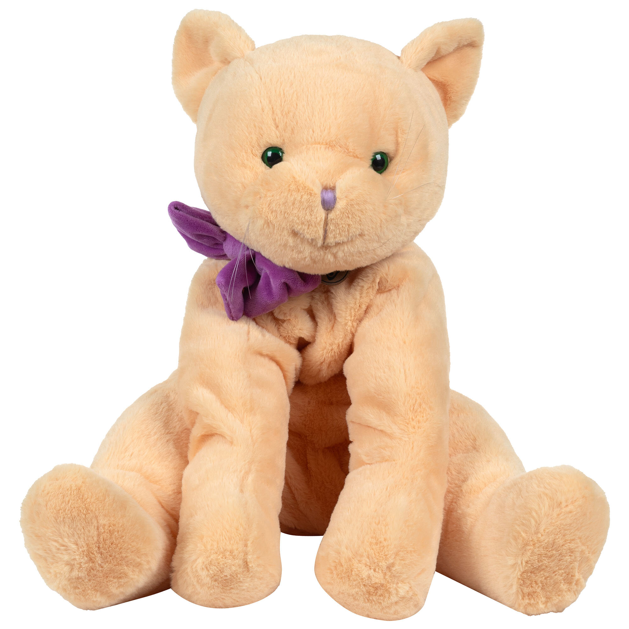 Мягкая игрушка Кот 60 см (персиковый/фиолетовый бант) (AT365143)