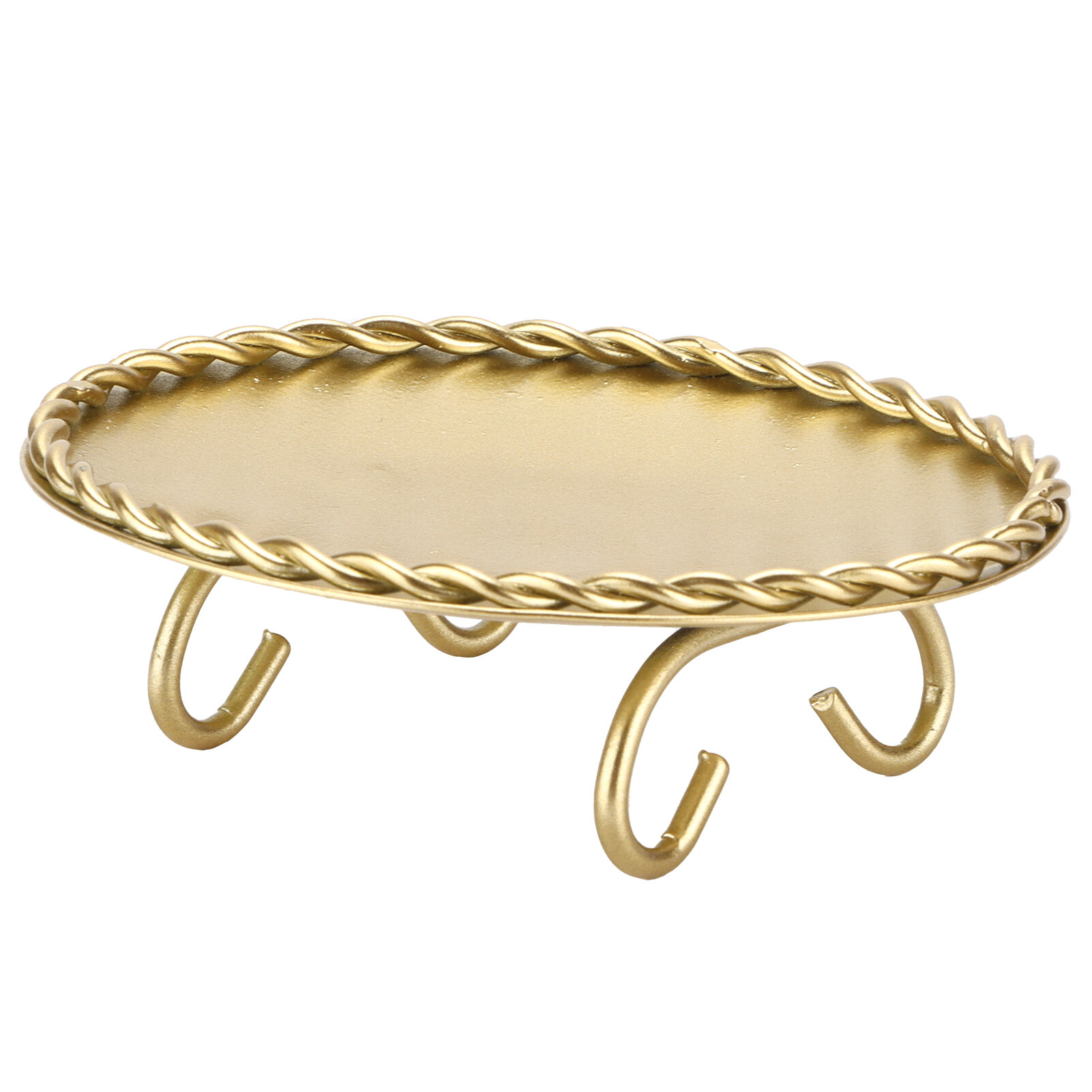 Подсвечник круглой формы из кованого железа с пеньковым кружевом для украшения рабочего стола или подарков