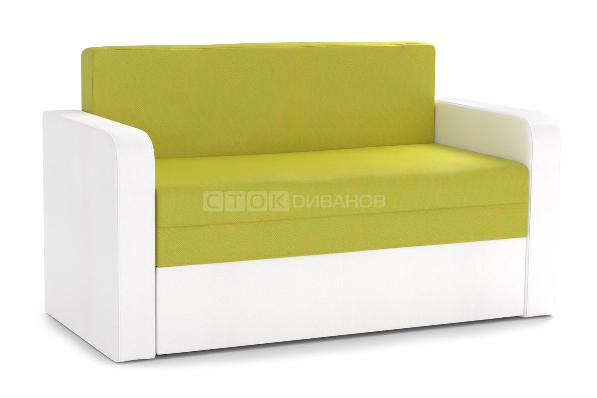 Диван Сток Диванов Соло Apple салатовый 125 см, механизм выкатной, с ящиком для хранения