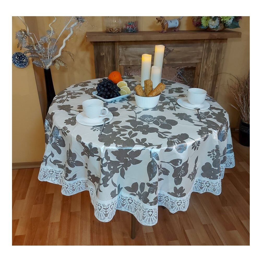 Скатерть круглая Meiwa FPLUS-225 RD152 cm WH/D. BR
