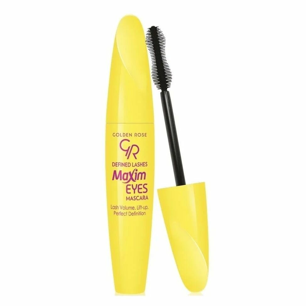 Тушь для ресниц GOLDEN ROSE "Maxim Eyes", подкручивает, придает объем, прокрашивает, желтый флакон