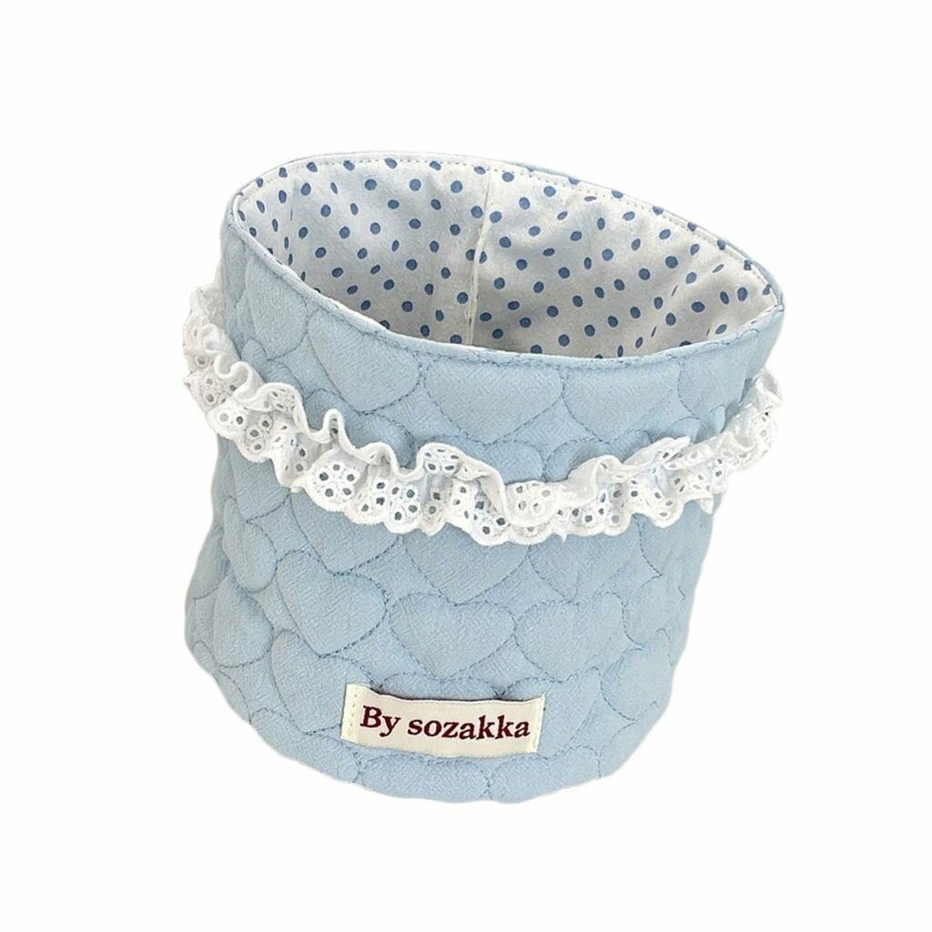 Корзина для хранения на рабочем столе из корейской ткани-Love Light Blue