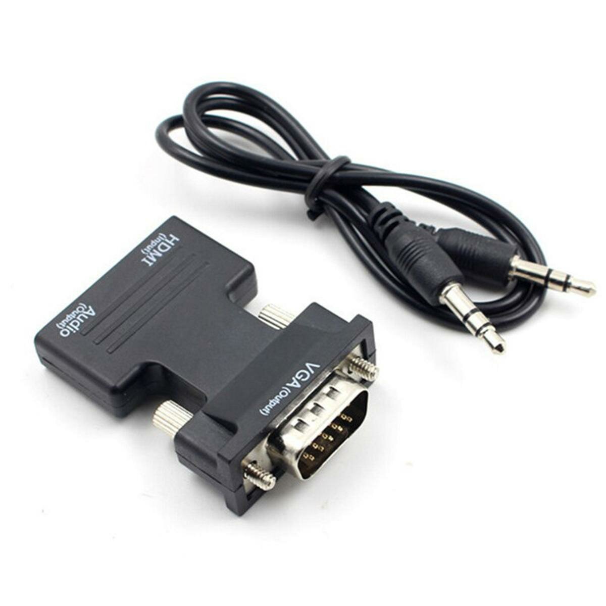 Совместимый с HDMI и VGA, переходник HDMI-Male на VGA Male с поддержкой звука 1080P