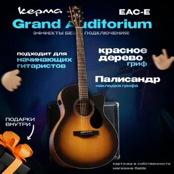 NK Genuine Трансакустическая гитара EACE--1_Темно-бежевый1 6-струнная, корпус Ель 1/10